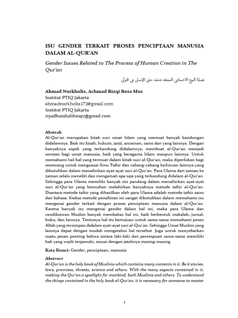 Penciptaan Manusia dalam Perspektif Al-Qur'an | PDF