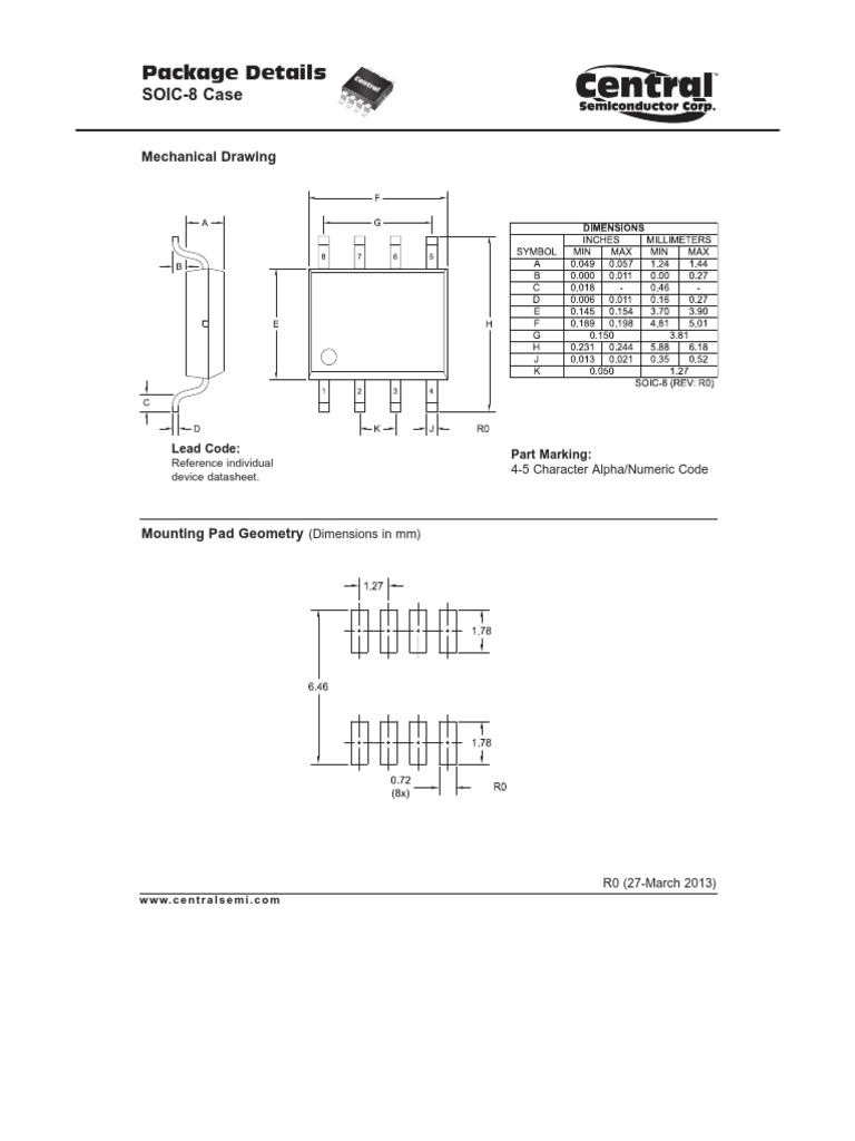 SOIC-8 Package Dimensions and Details | PDF | Copper | Tin