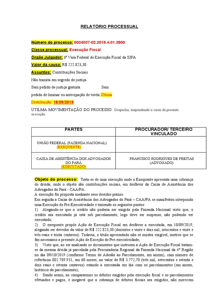 Relatório Processual 03 | PDF | Advogado | Justiça