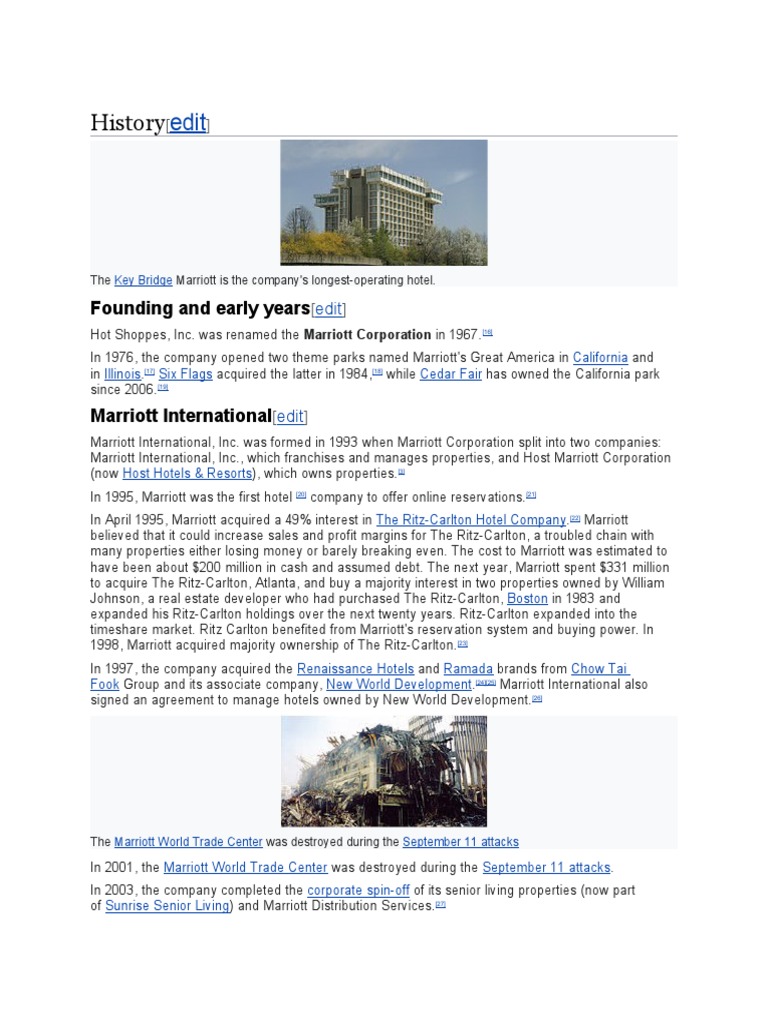 History: Founding and Early Years | PDF | Marriott International