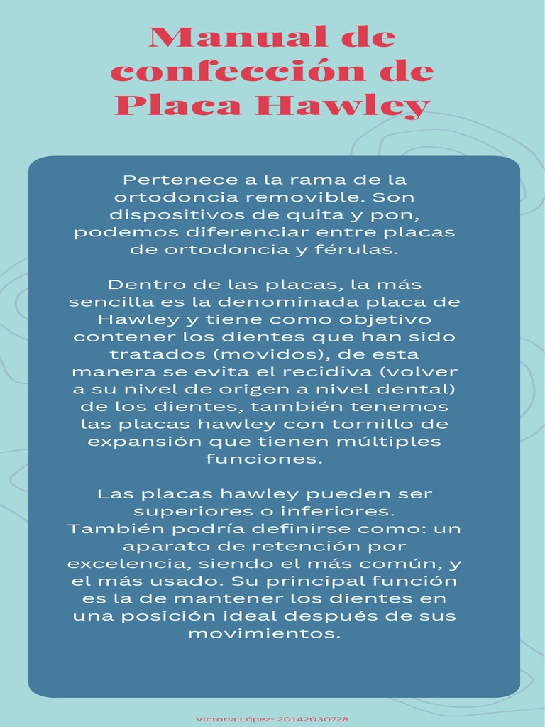 Confección Placa Hawley | PDF | Ortodoncia | Ramas de Odontología