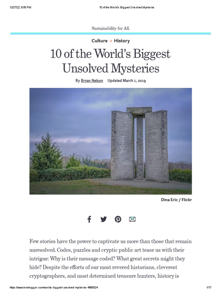 10 of The World's Biggest Unsolved Mysteries | PDF