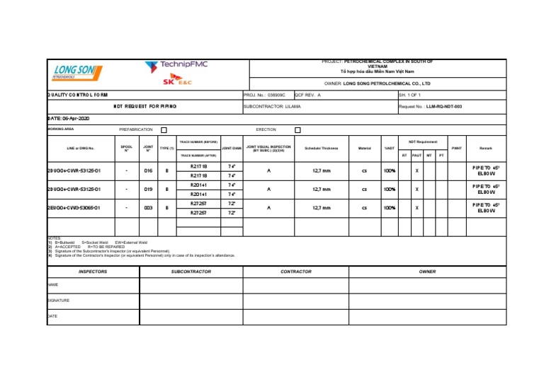 LLM RQ NDT 003 | PDF | Nondestructive Testing | Pipe (Fluid Conveyance)