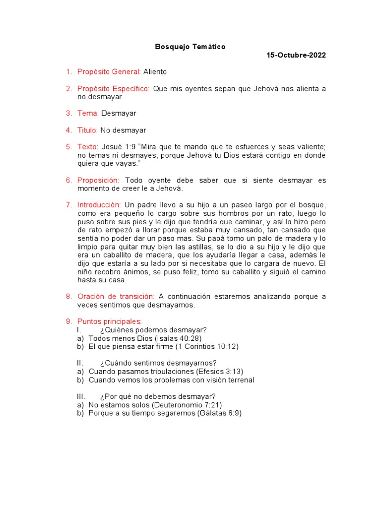 Bosquejo Temático | PDF | Religión y espiritualidad