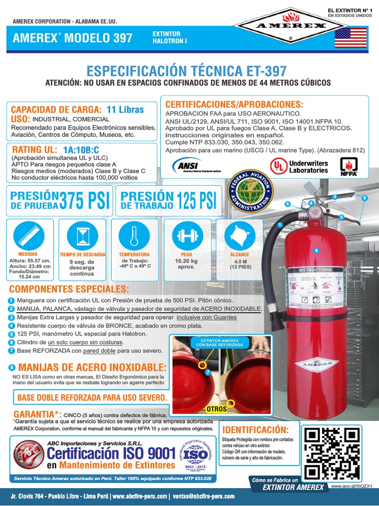 Extintor Halotron I Amerex Mod. 397 | PDF