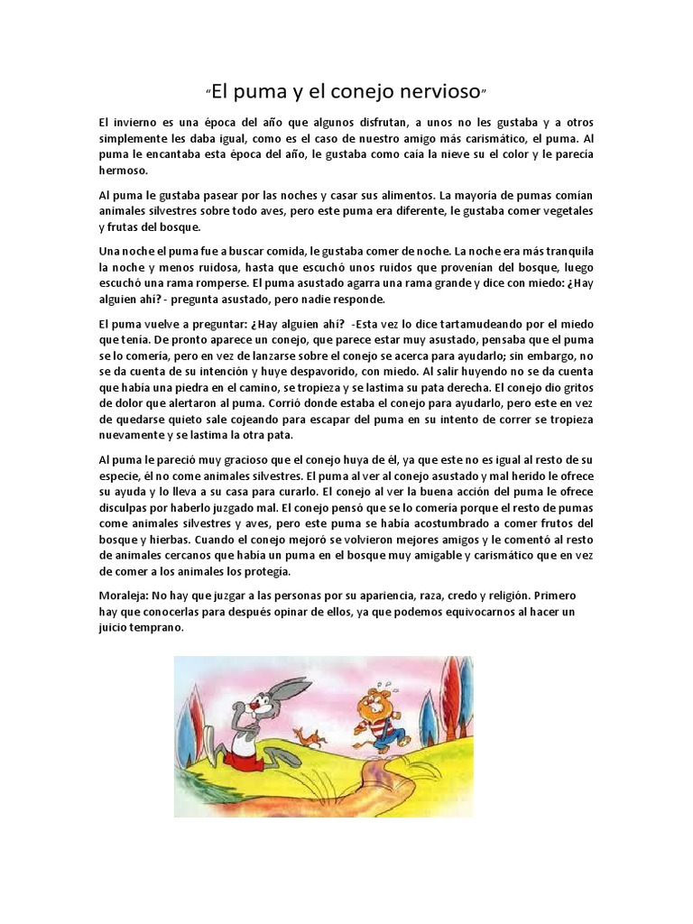 CUENTO El Puma y El Conejo Nervioso | PDF