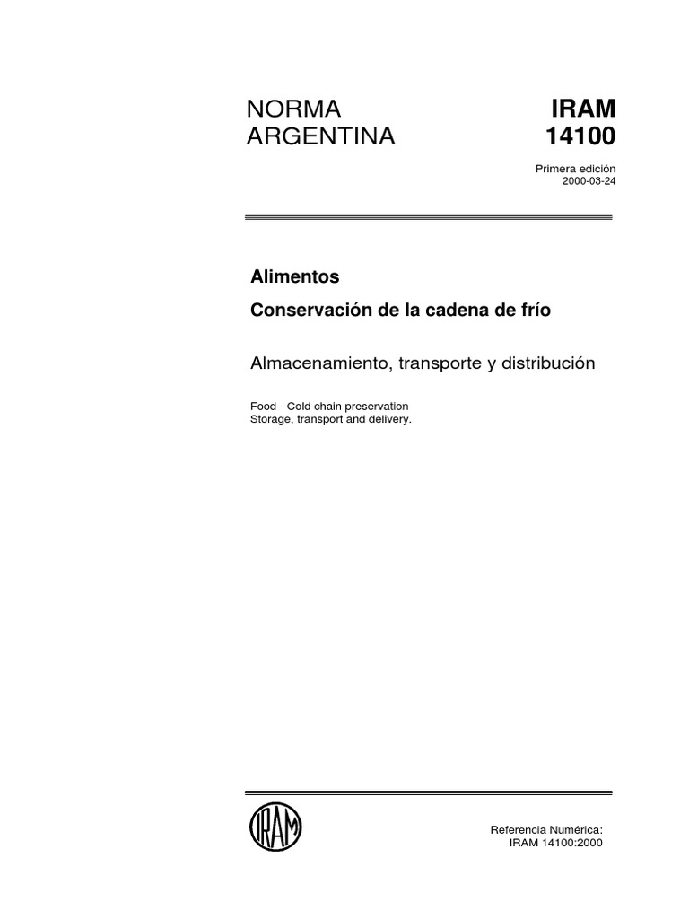 Iram 14100 | PDF | Alimentos | Gestión de la cadena de suministro