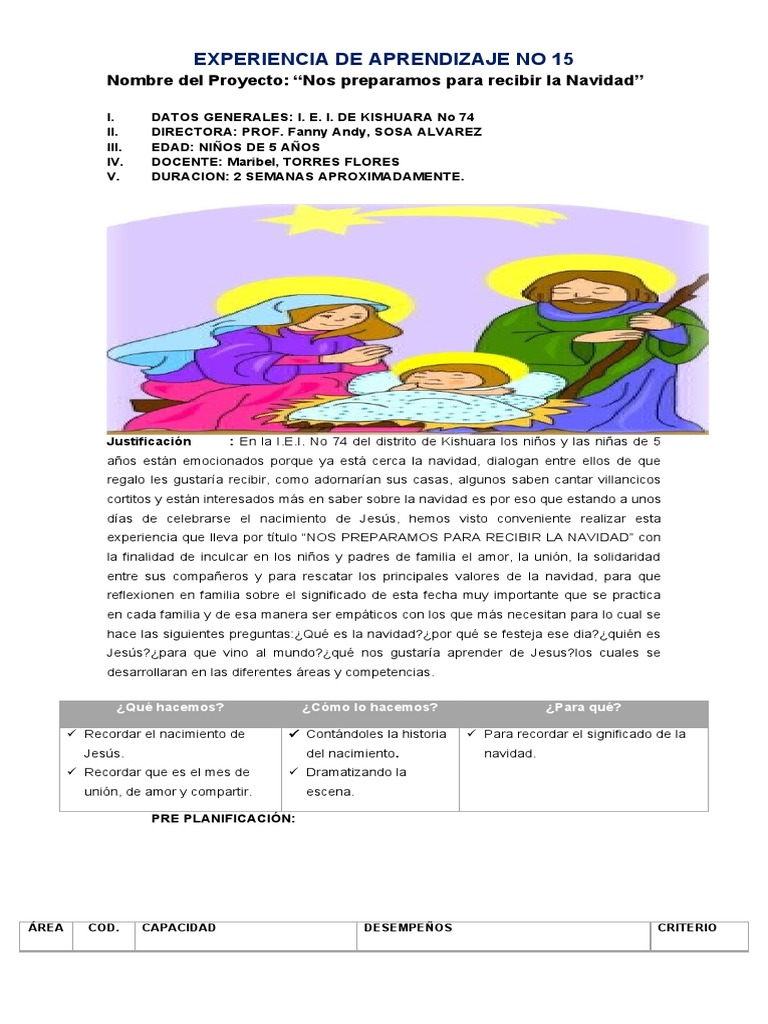 Experiencia de Aprendizaje Sobre La Navidad | PDF | Navidad | María ...