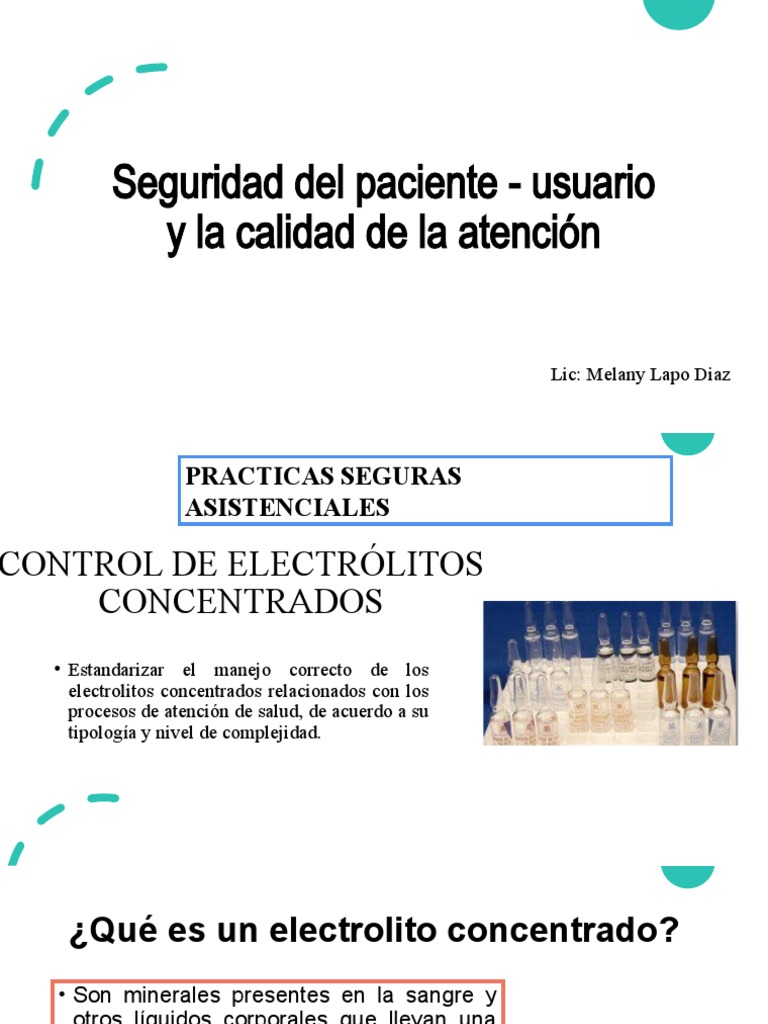 Control de Electrolitos Concentrados - Administracion de Medicamentos Correcto. | PDF ...