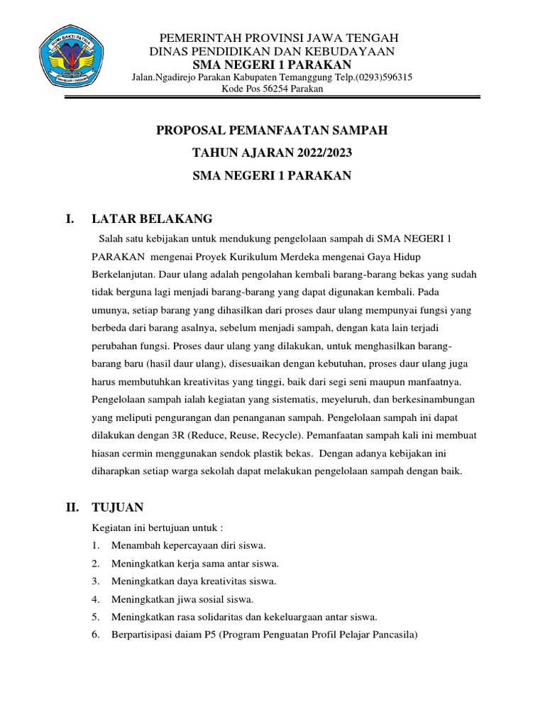 Proposal Daur Ulang Hiasan Cermin SMA | PDF