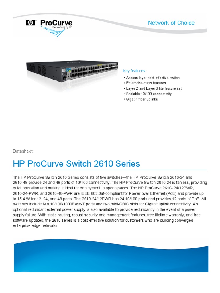 ProCurve Switch 2610 Series | PDF | Network Switch | Port (Computer Networking)
