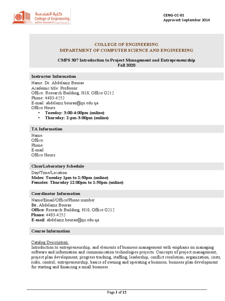 01 Introduction Syllabus | PDF | Project Management | Computing