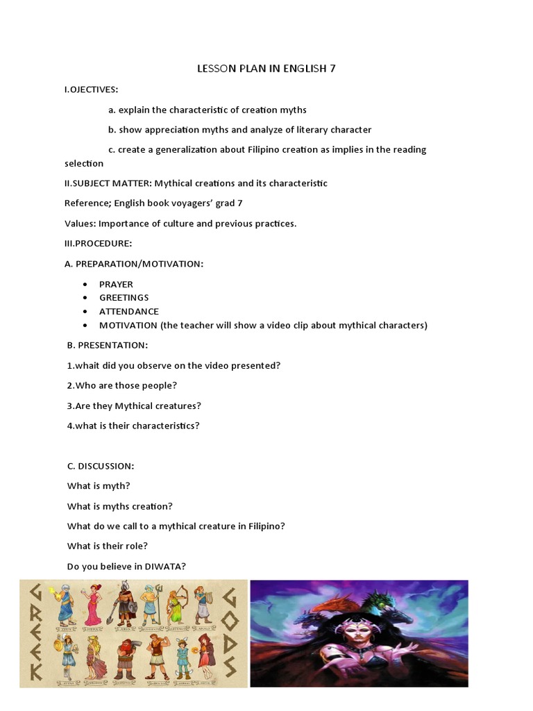 LESSON PLAN IN ENGLISH 7 LESSON 1 TOPIC 1 | PDF