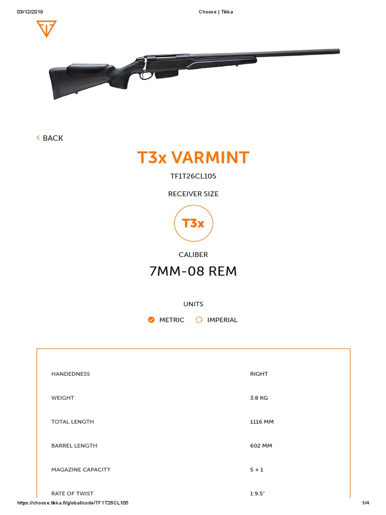 Tikka T3 Varmint 7-08R | PDF | Tools | Firearms