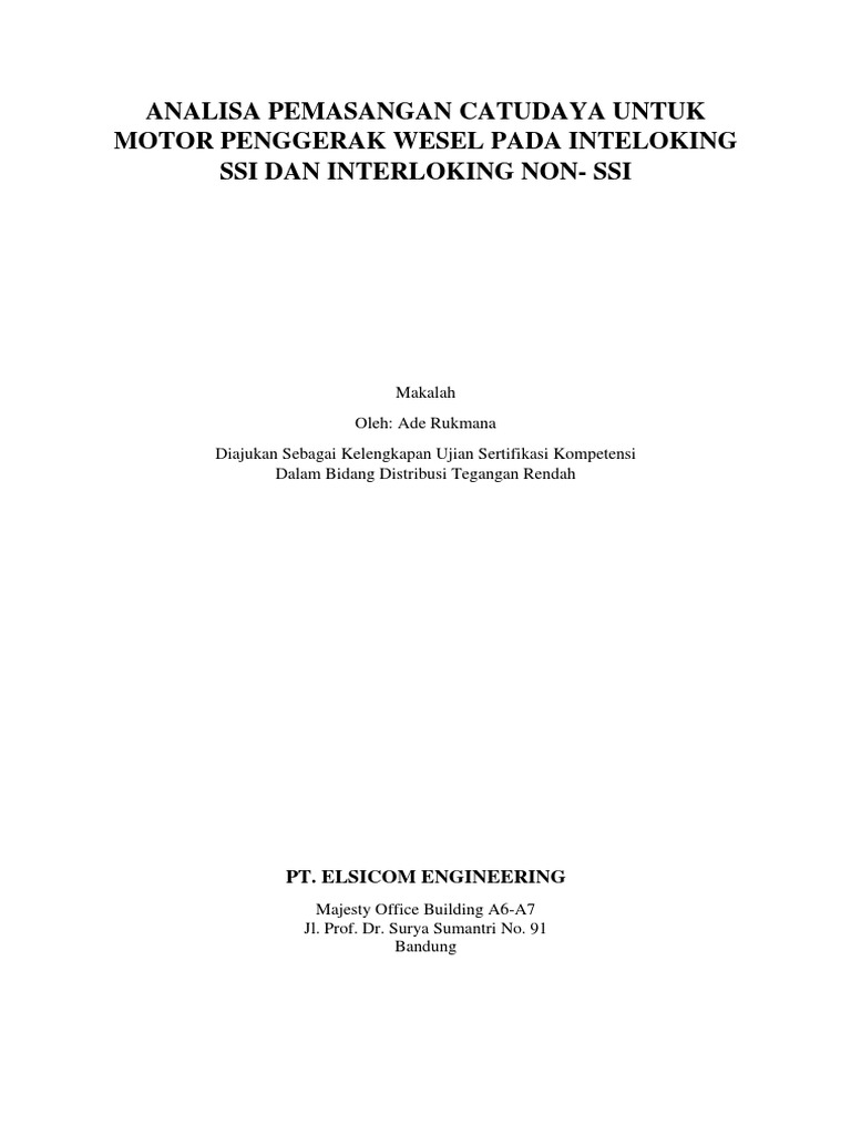 Analisa Catudaya Motor Wesel SSI | PDF