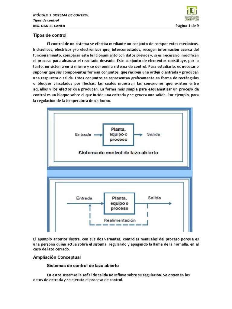 Tipos de Control | PDF | Sistema de control | Realimentación