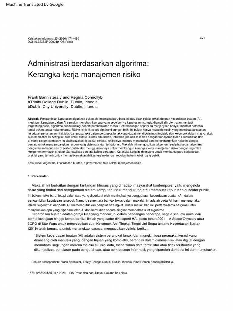 1.terjemah Administration by Algorithm A Risk Management Framework Frank Bannistera, and Regina ...