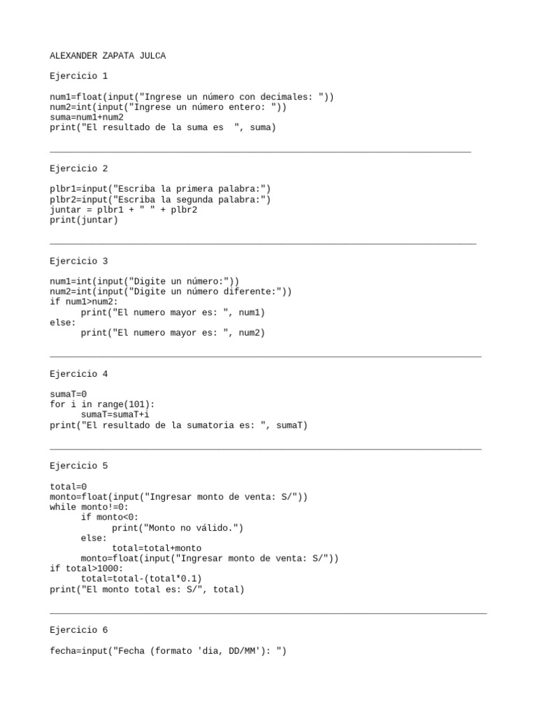 Examen de Python - Final II Ciclo | PDF