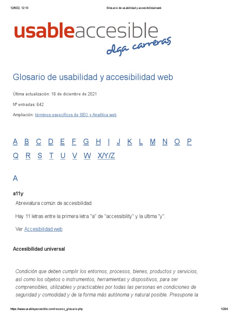 Glosario de Usabilidad y Accesibilidad Web | PDF | Ajax (Programación) | Usabilidad