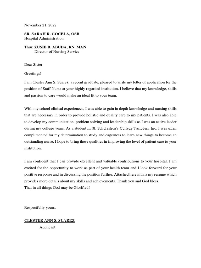 Letter of Request Example | PDF | Nursing | Hospital