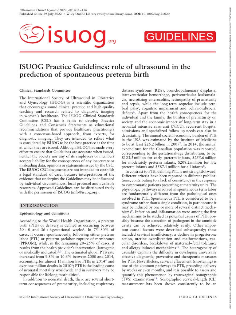 Ultrasound in Obstet Gyne - 2022 - Coutinho - ISUOG Practice Guidelines ...