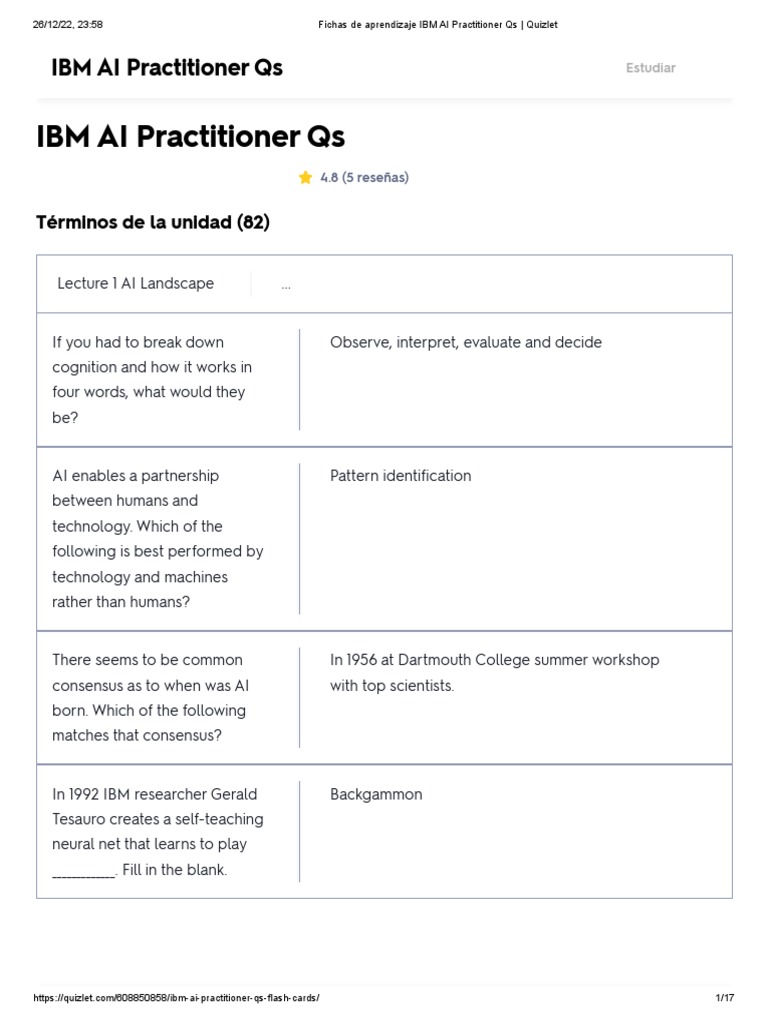 IBM AI Practitioner Quizlet Flashcards | PDF | Artificial Intelligence ...