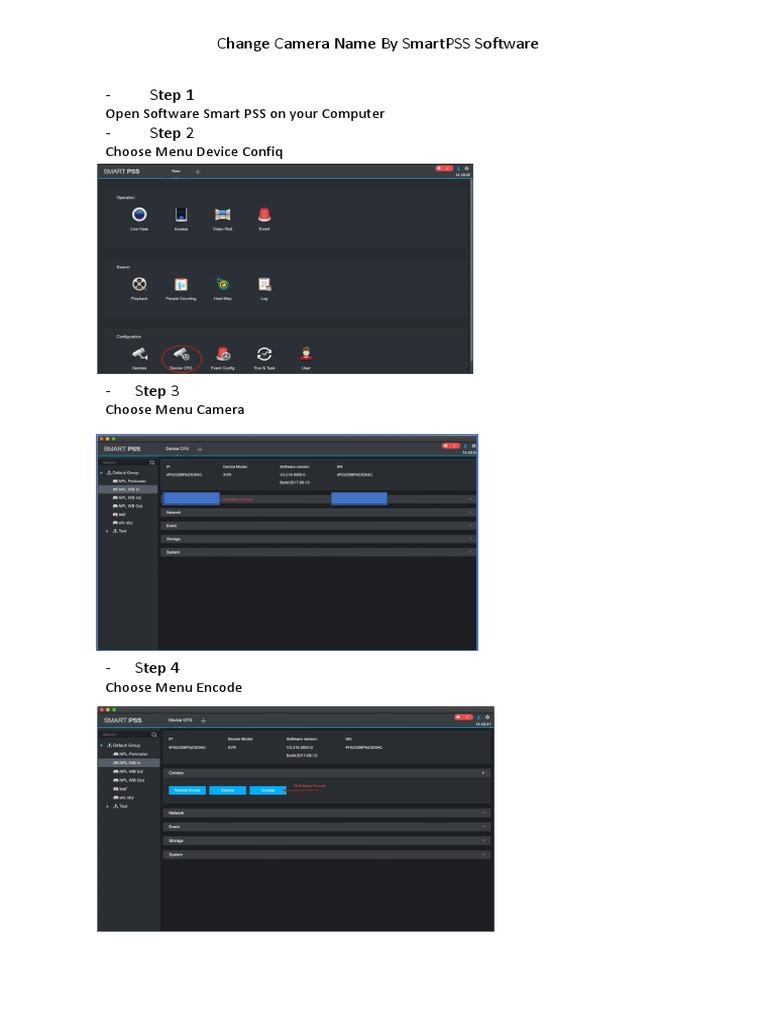 Step by Step Change Cameraa Name (SmartPss) | PDF