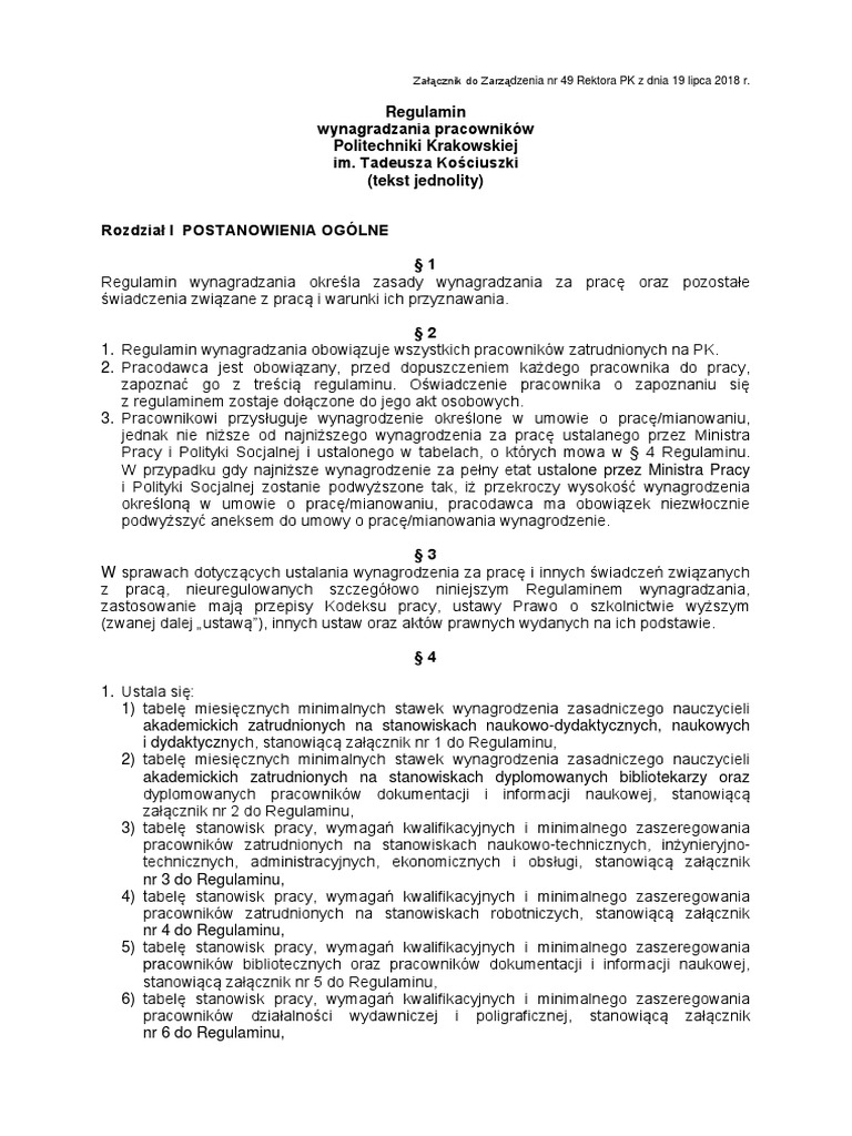 Regulamin Wynagradzania PK | PDF