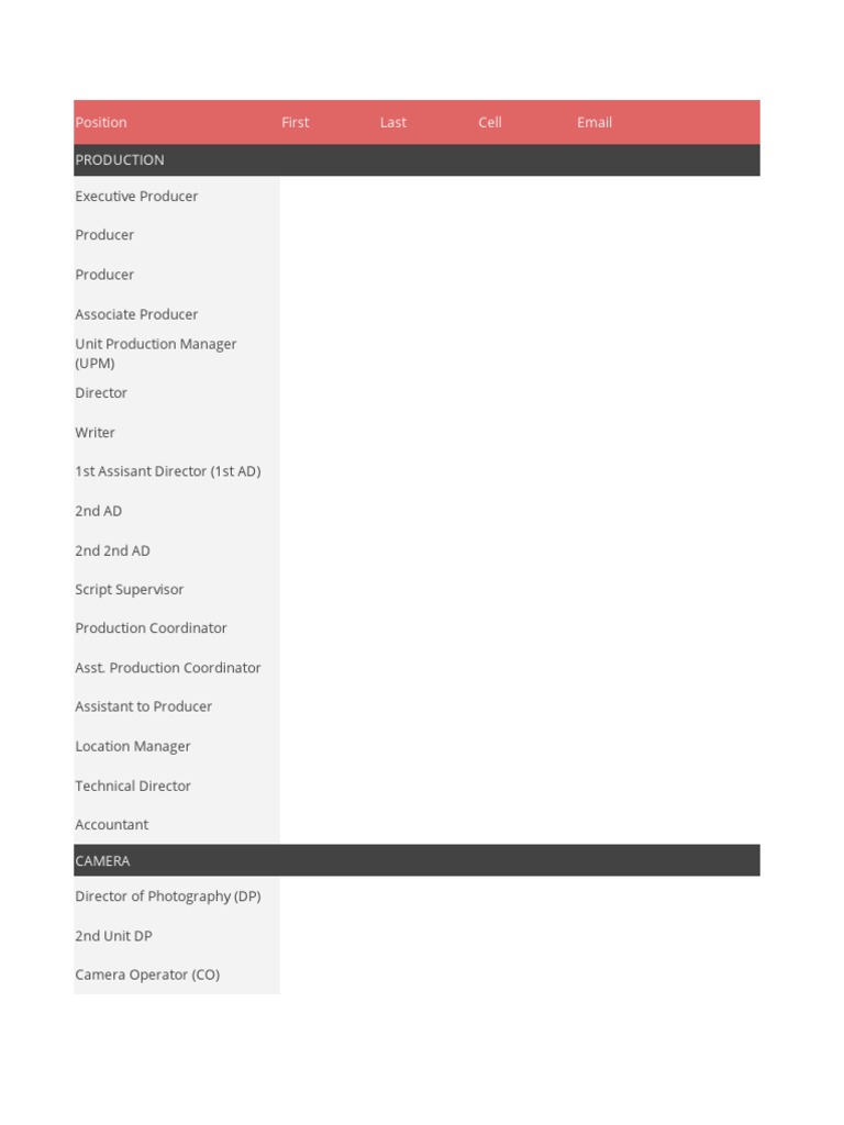 Copia de StudioBinder Film Cast & Crew List Template | PDF
