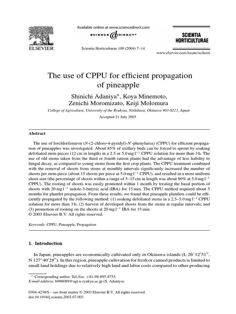 Chlor CPPU J.scienta.2003.07.003 | PDF | Pineapple | Branches Of Botany