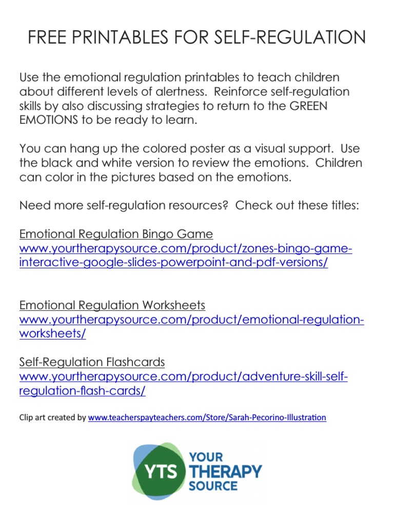 FREE PRINTABLES FOR EMOTIONAL SELF-REGULATION | PDF