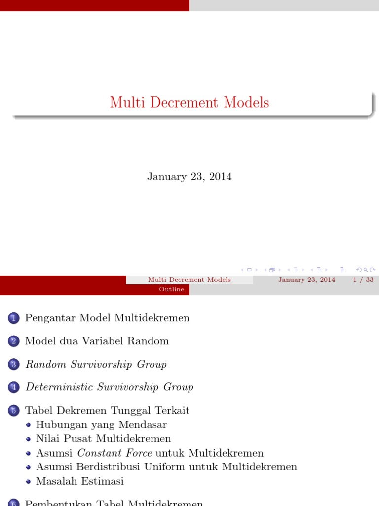 Multi Decrement Model | PDF