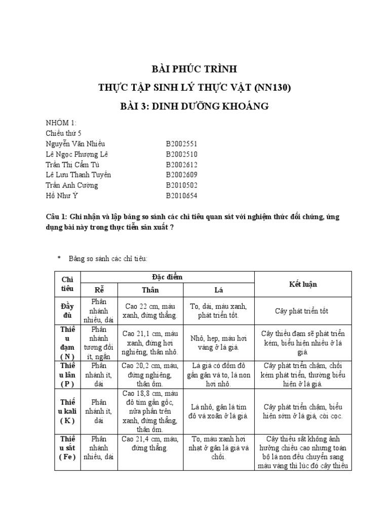 TT - Sinh Ly Thuc Vat - Bai3 | PDF