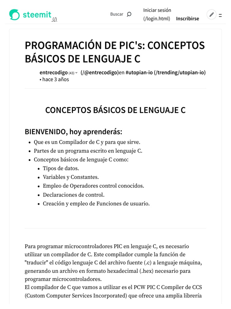 Programación de Pic'S - Conceptos Básicos de Lenguaje C - Steemit | PDF | Puntero (Programación ...