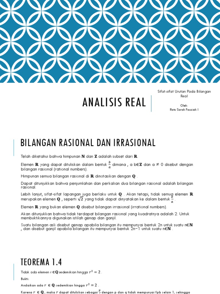 Analisis Real - Sifat Urutan Aljabar | PDF