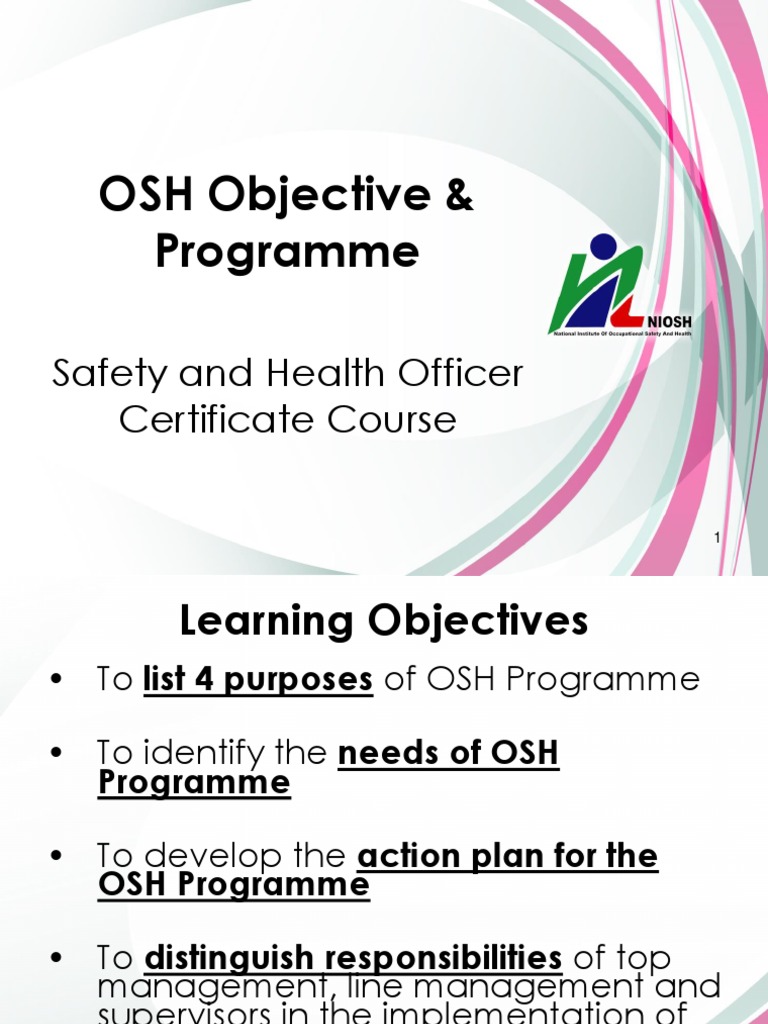 NIOSH SHO 09-OSH Objective Programme | PDF | Occupational Safety And ...
