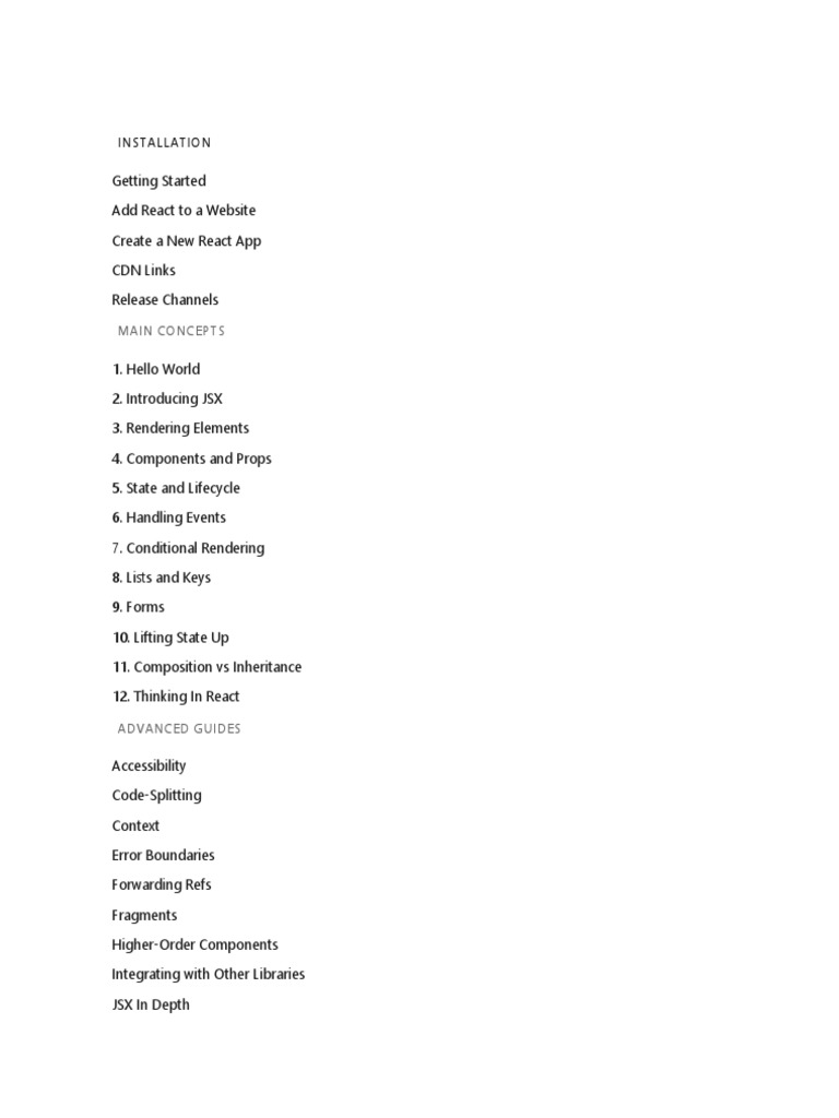 React Official Doc 2022 V0.1 | PDF | Java Script | Html