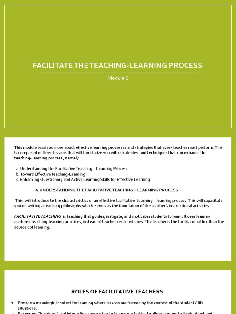 Strategies for Facilitating Effective Teaching and Learning | PDF | Teaching Method | Learning