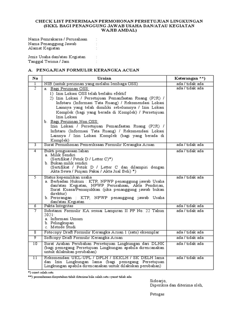Checklist Amdal | PDF