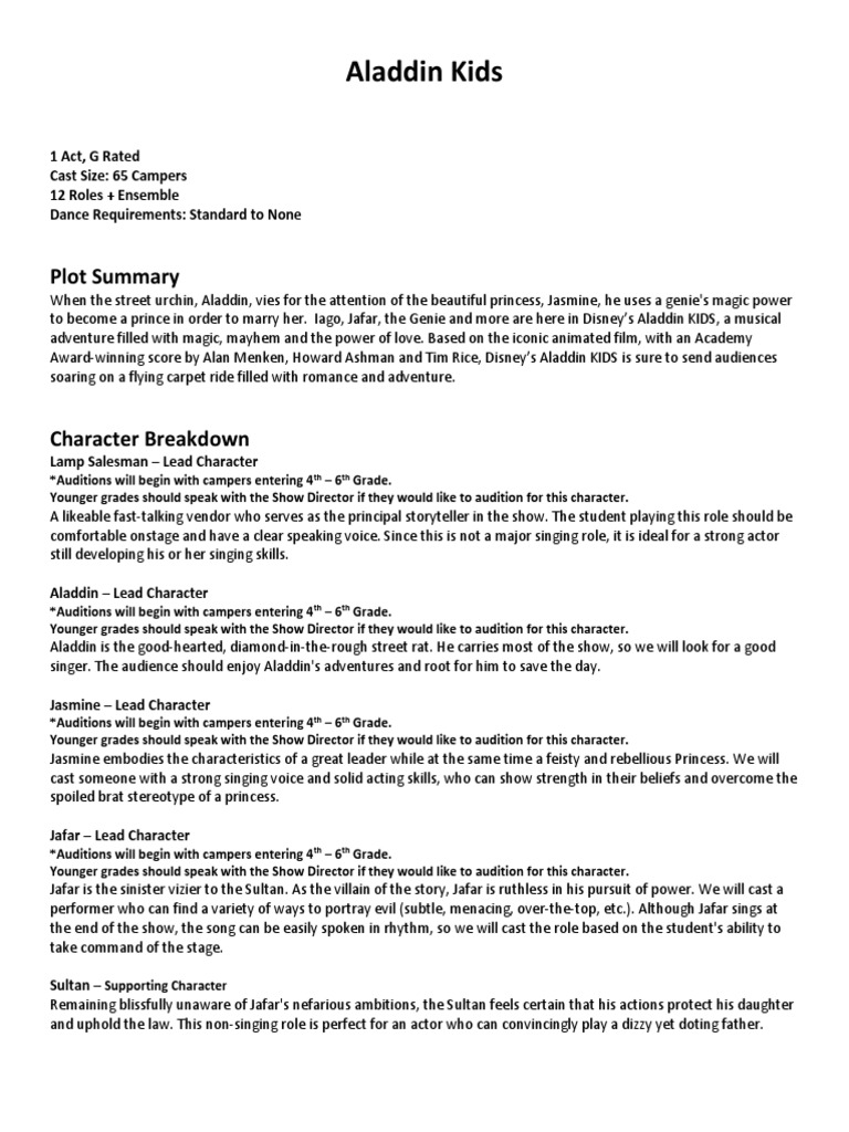 Aladdin Breakdown | PDF
