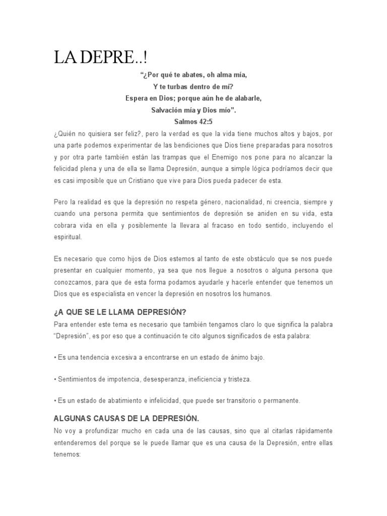 La Depre | PDF | Depresión (estado de ánimo) | Suicidio