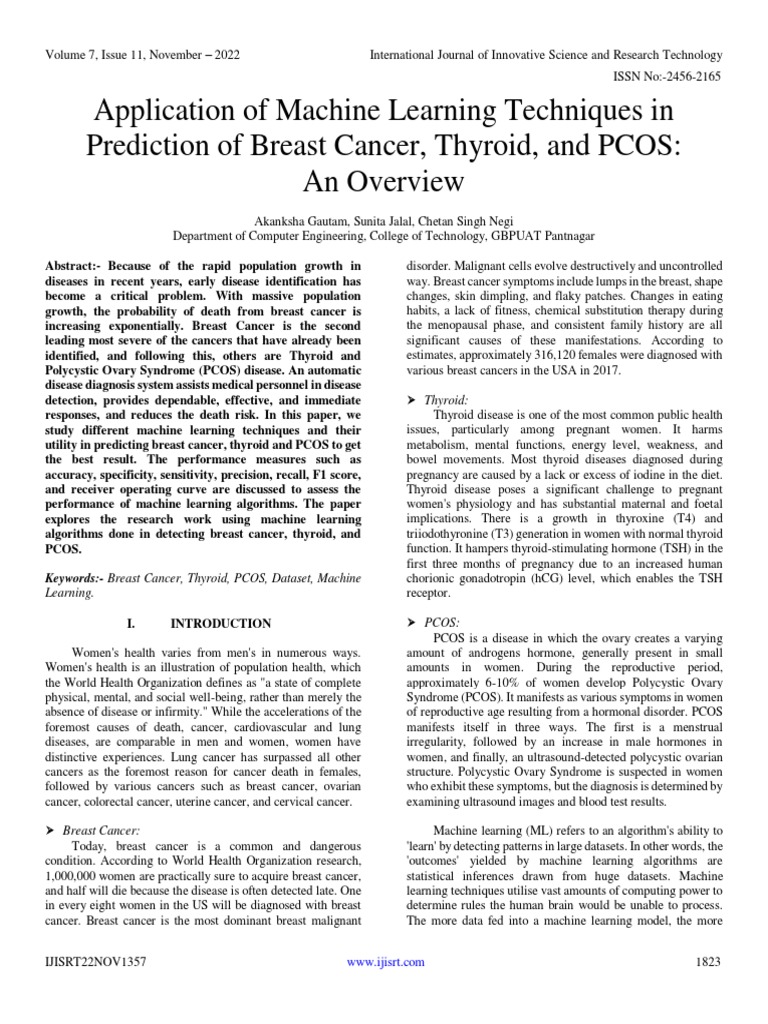 Application of Machine Learning Techniques in Prediction of Breast ...