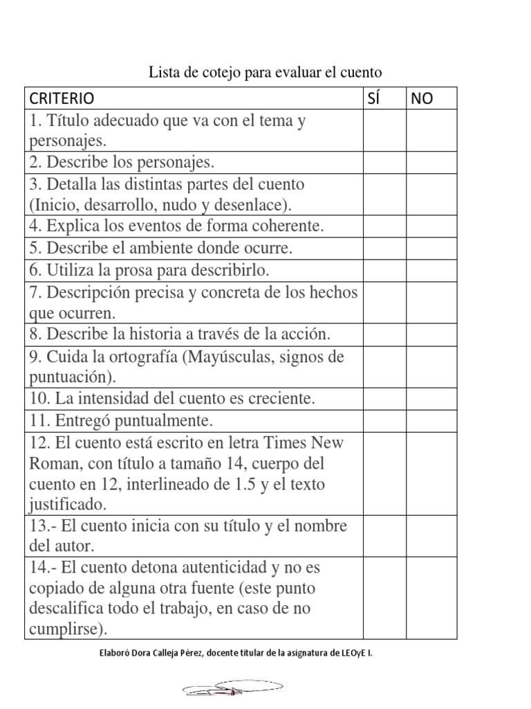 Lista de Cotejo | PDF
