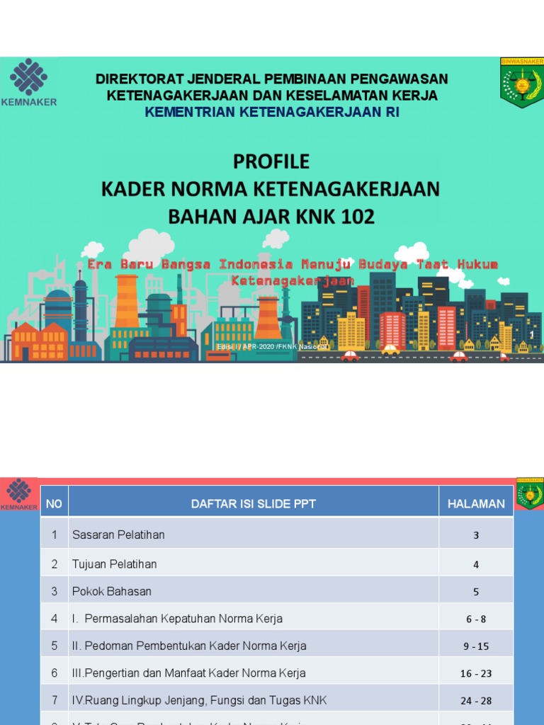 Training-Pdf-Profil-Kader-Norma-Ketengakerjaan-453 | PDF