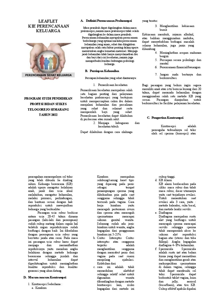 Leaflet Perencanaan Keluarga | PDF