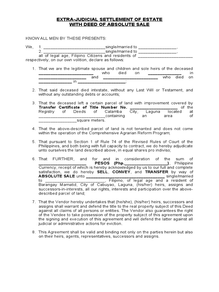 Extra Judicial With Sale | PDF | Government | Natural Resources Law