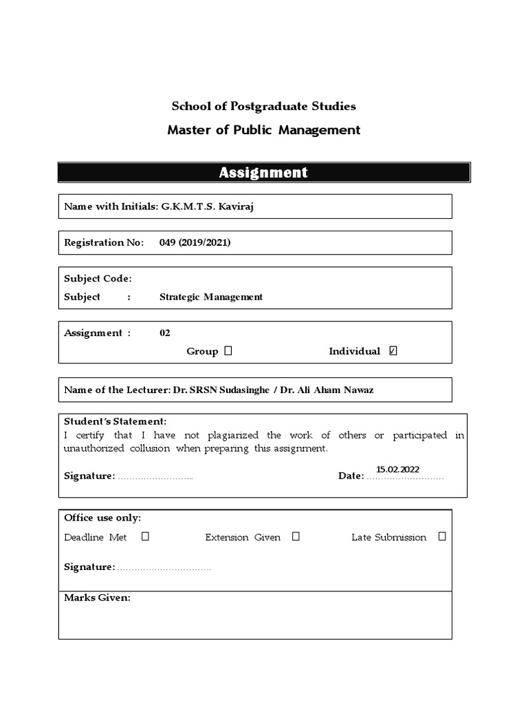 Strategic Management Assignment 02 | PDF | Labour Economics | Market (Economics)