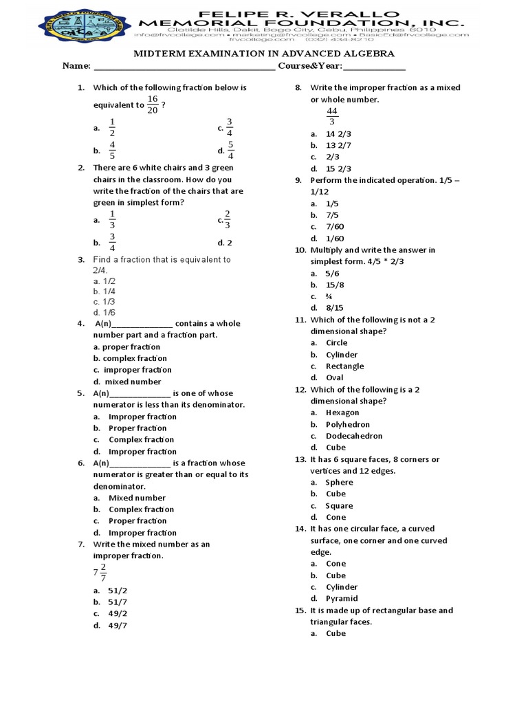 SAMPLE Examination in Teaching Mathematics in The Primary Grades | PDF ...