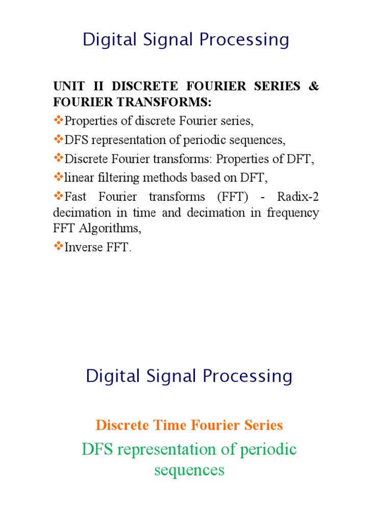 DSP Unit 2 | PDF | Discrete Fourier Transform | Fast Fourier Transform