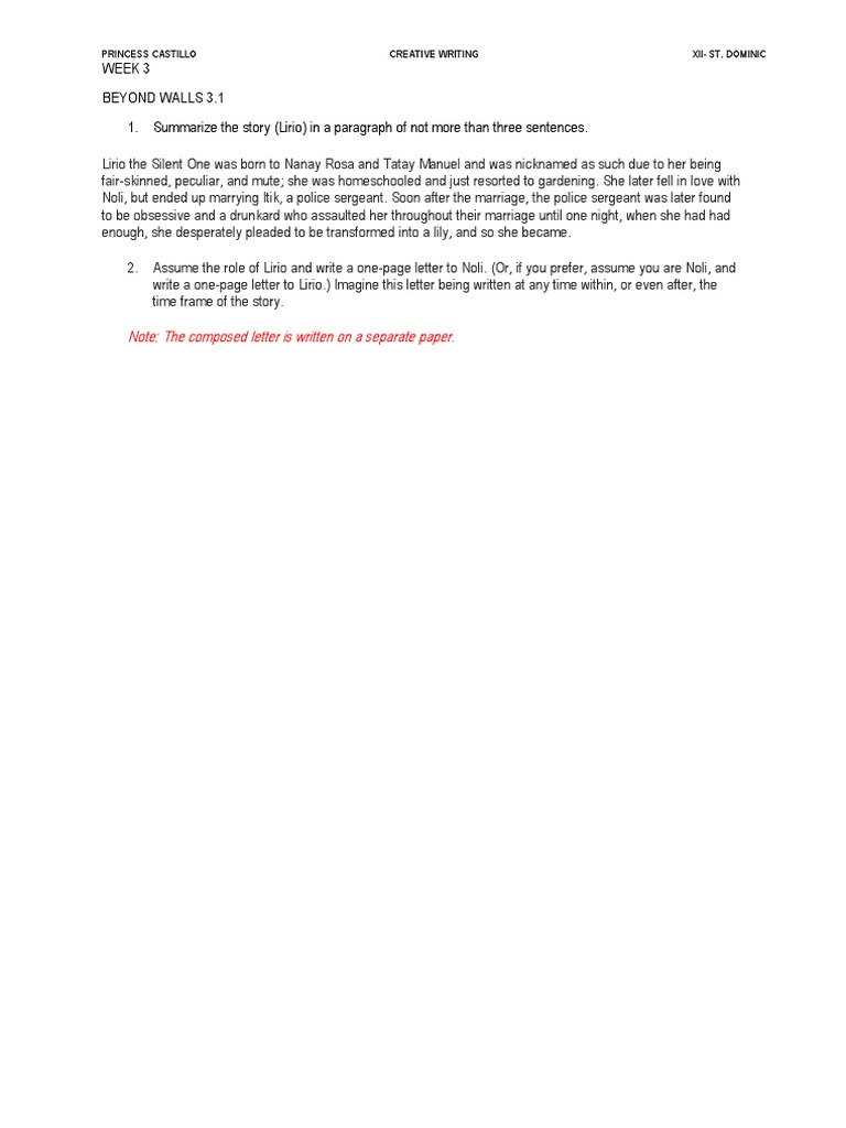 Creative Writing Week 3-4 | PDF